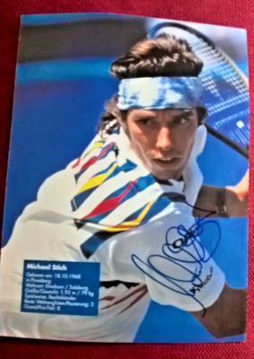 Original-Autogramm von Michael Stich, Farb-Magazinbild, groß 28 x 21 cm ...