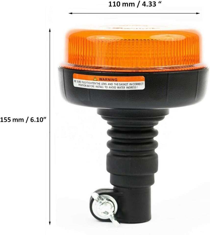 Flexi Din Spigot Pole Mount 12 Led 4 Flashing Modes Amber Orange ...