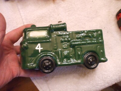 green ceramic fire truck planter | eBay