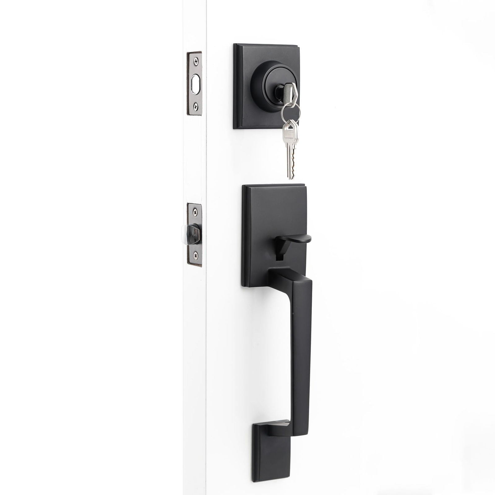 PexFix Front Door Handle Set Heavy Duty Entry Door Lock Set Matte Black ...