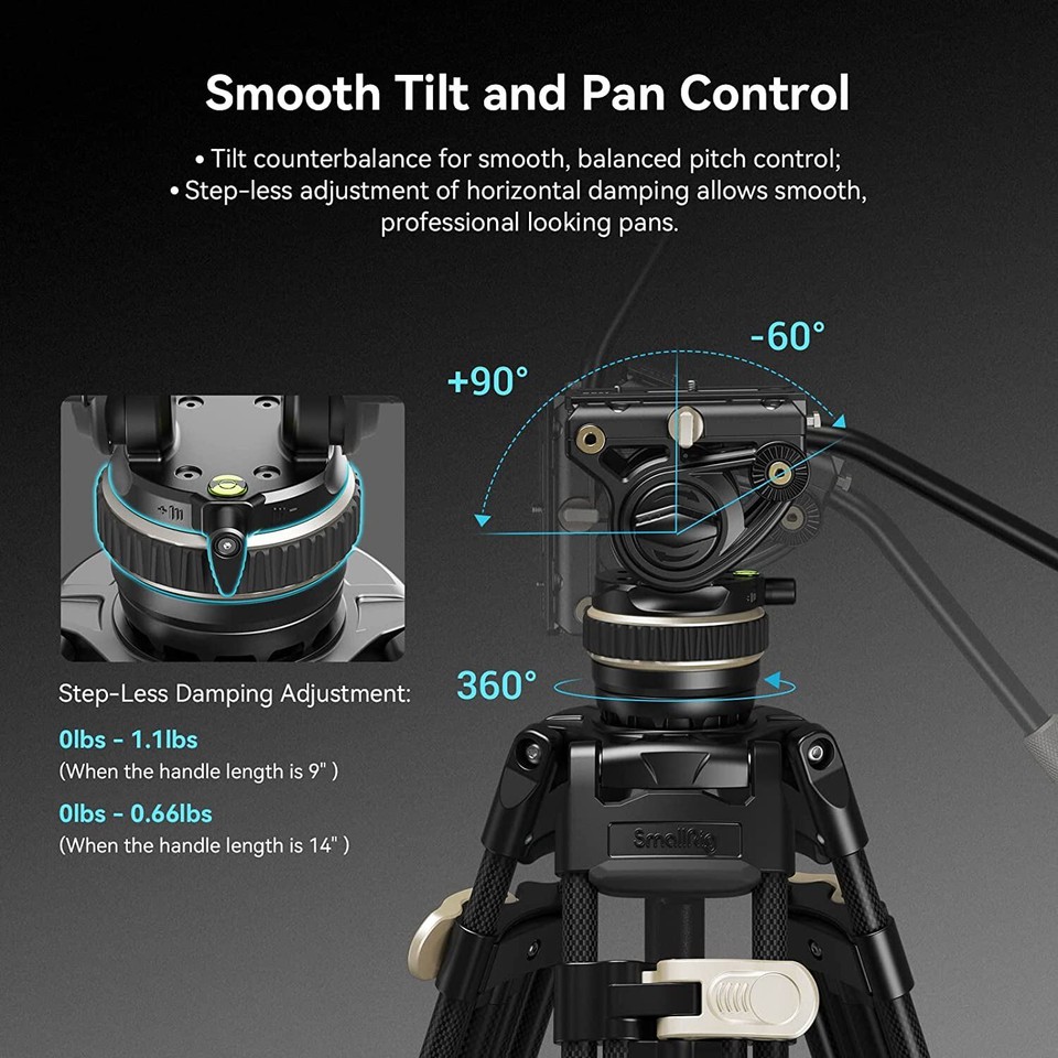 SmallRig AD-100 78" Video Tripod W/ One-Step Locking,Carbon Fiber ...