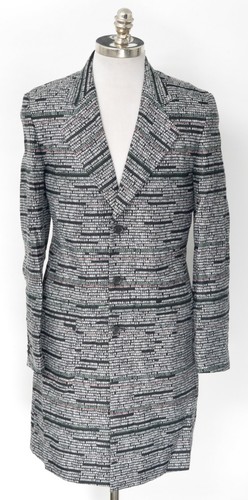 NWT CHRISTIAN DADA Black 'Asian Print' Jacquard Tailored Over Coat 44 ...