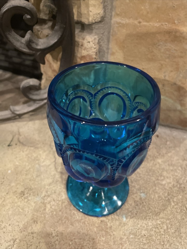 1 L.E. Smith Water Goblet Moon and Stars Deep Blue | eBay