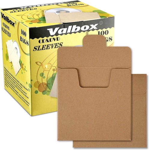 ValBox CD Sleeves 100 Packs Kraft Paper Envelopes 5 x 5 Inches Brown ...