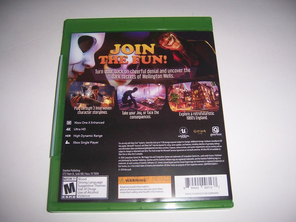 Original Box Case Replacement Microsoft Xbox One XB1 We Happy Few | eBay