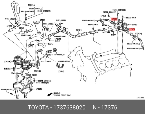 Genuine OE gasket, air tube, no.2, 1737638020 for TOYOTA 17376-38020 | eBay
