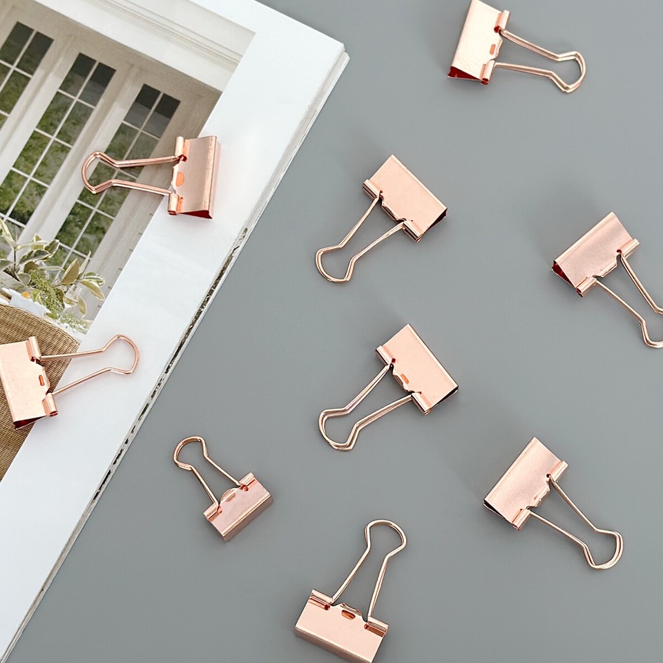 Wrapables Rose Gold Binder Clips for Office, Paper Clamps, Paper Clips ...