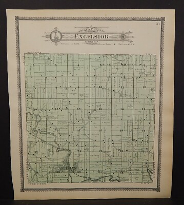 Wisconsin Sauk County Map Excelsior Township 1906 J24#69 | eBay