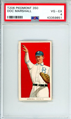 1909 T206 Piedmont 350 white border Doc Marshall baseball card, PSA VG ...