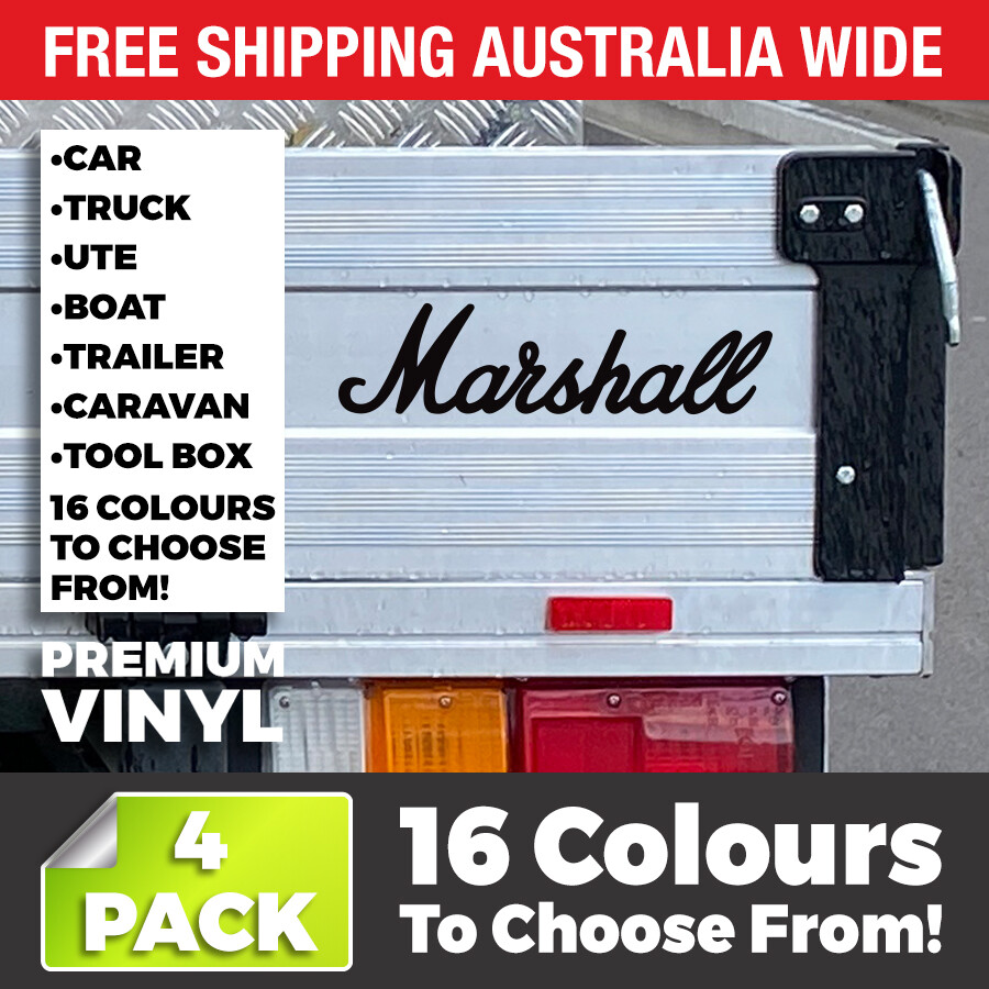 4 Pack MARSHALL Amp Vinyl Sticker Decal Music Amplifier Window Car ...