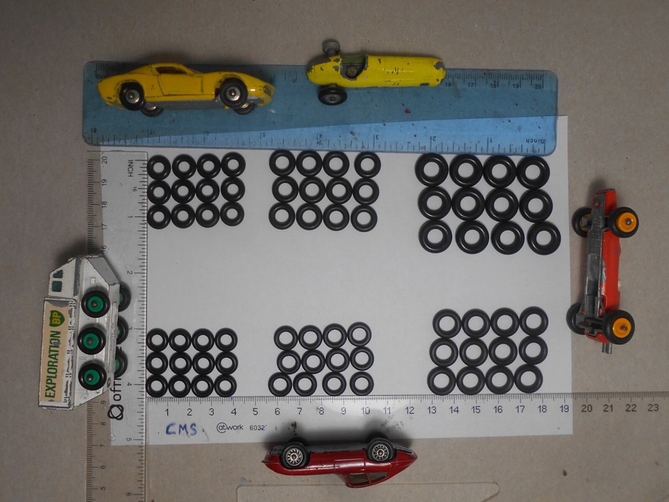 72 Replacement Tyres Lot Restore Matchbox Lesney Regular Wheels spare ...