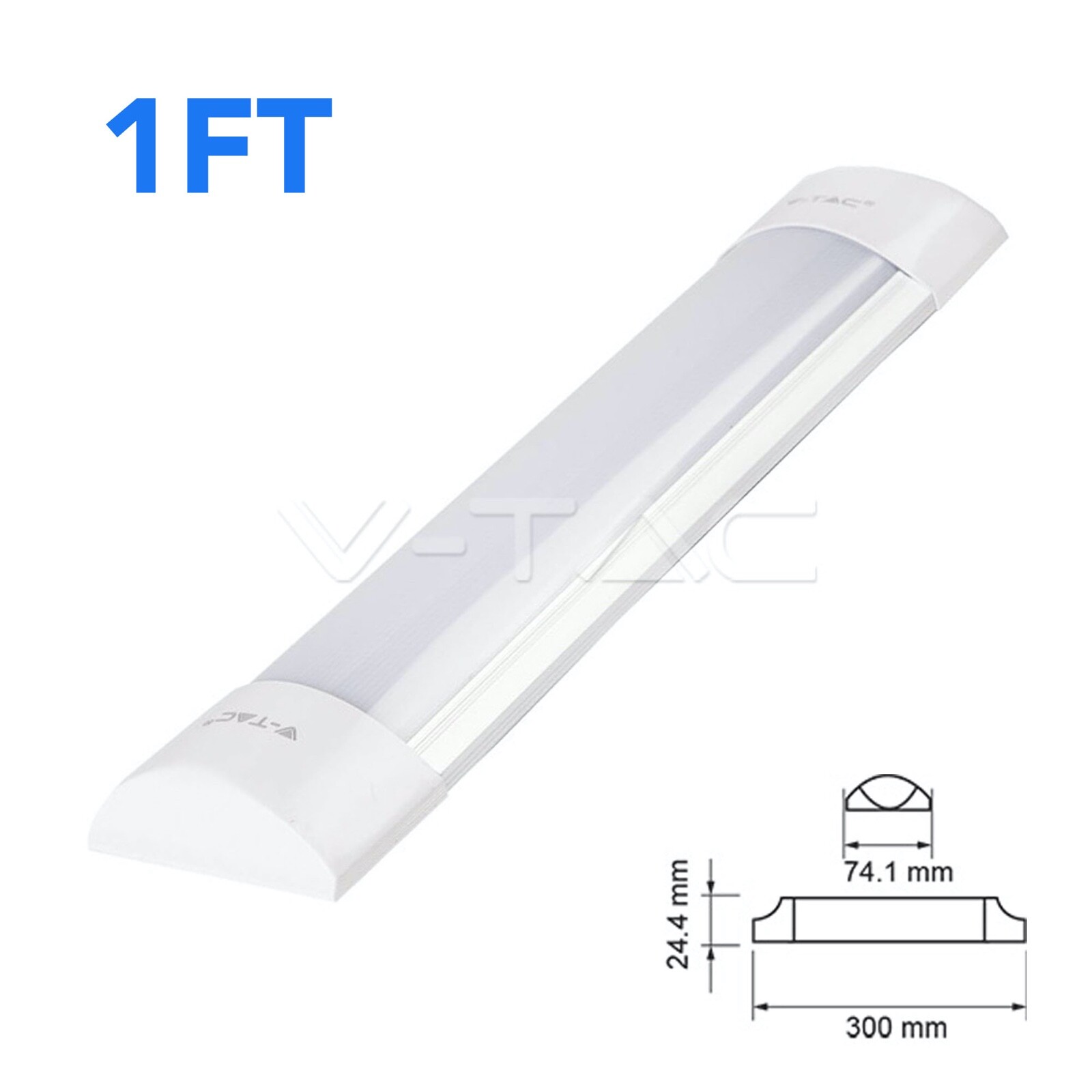 V-Tac LED Batten Tube Light Slim Fitting White 6400K 1ft 2ft 4ft 5ft ...
