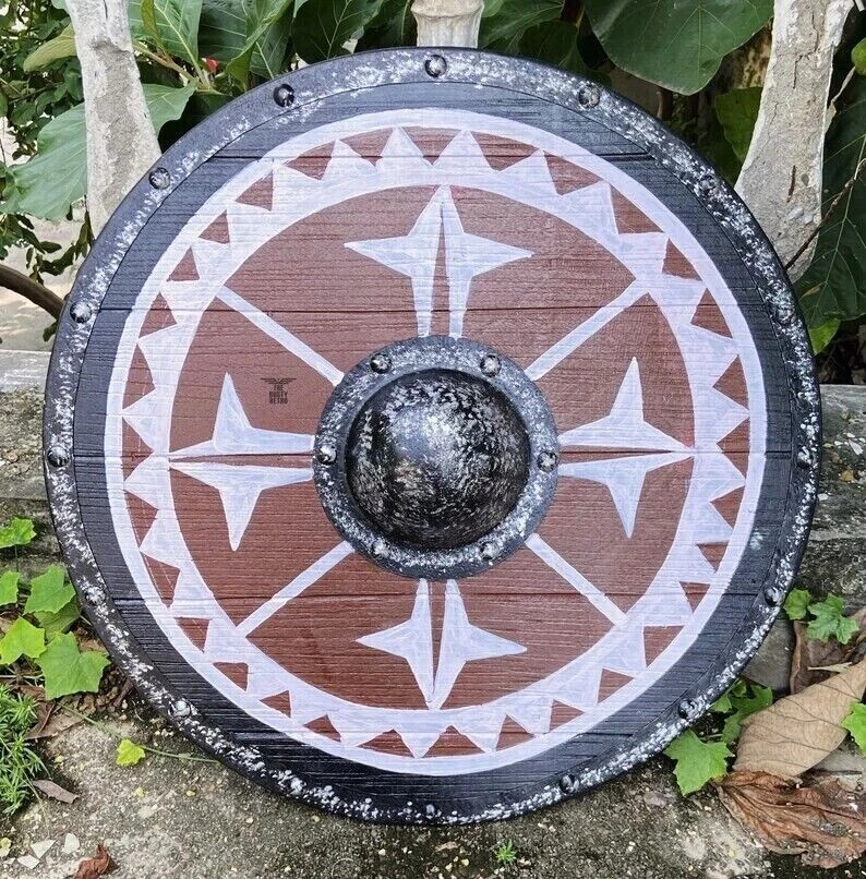 Medieval Viking Round Wooden Shield LARP Norse Armor Reenactment Battle ...