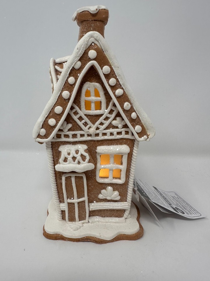 Neutral Gingerbread House, Christmas Village, Brown & White, NEW 7 ...