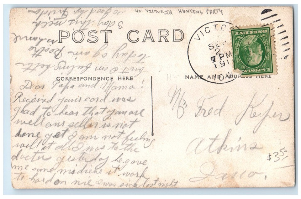 1911 Mens With Gun Hunting Party Dog Scene Victor Iowa IA RPPC Photo ...