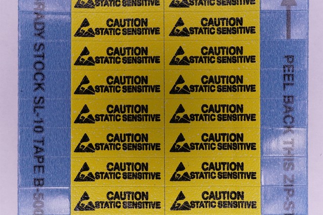 Brady Sl-10 Repositionable Vinyl Cloth Static Awareness Labels Black on ...