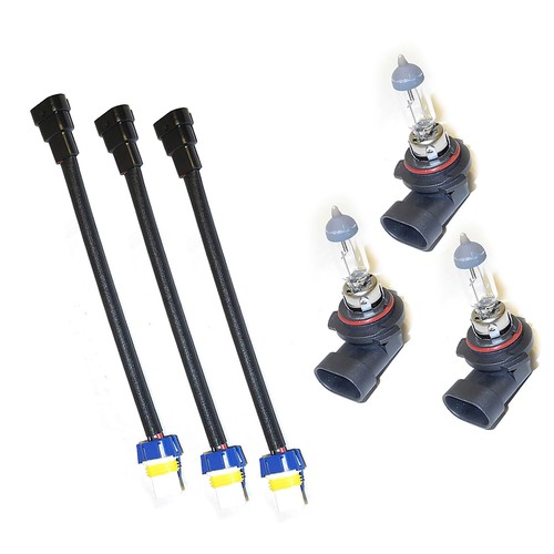 For Set of 6PCS 9006 Wire Socket Headlight Connector Adaptor & 55W Lamp ...