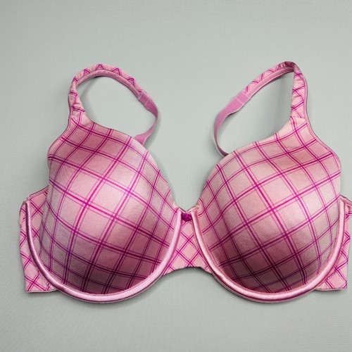 Bali Back Smoothing Bra 40D Underwire Plaid Pink Satin Seamless ...