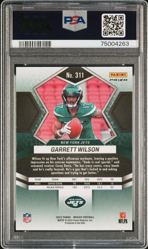 2022 Panini Mosaic - Rookie Honeycomb #311 Garrett Wilson (RC) PSA 10 ...