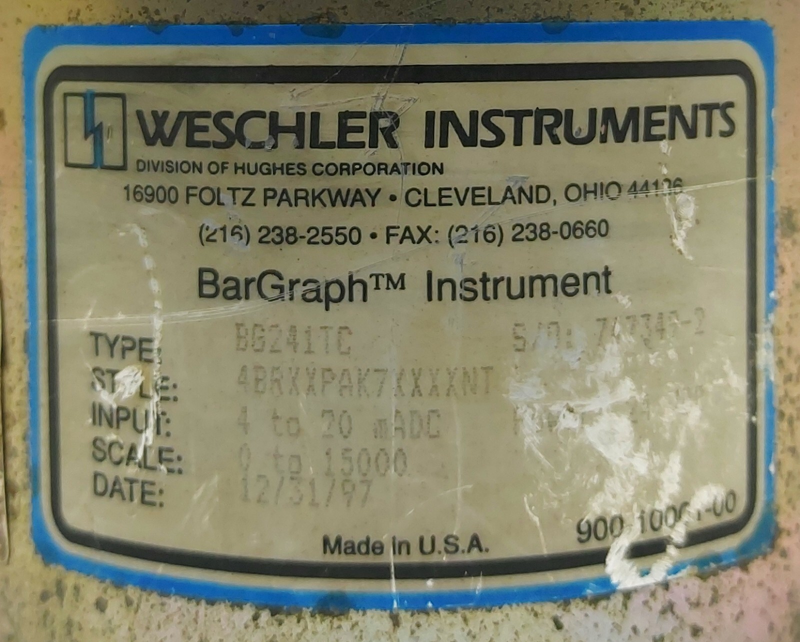 Weschler Instruments BG241TC Shasser 900-10001-00 for sale online | eBay