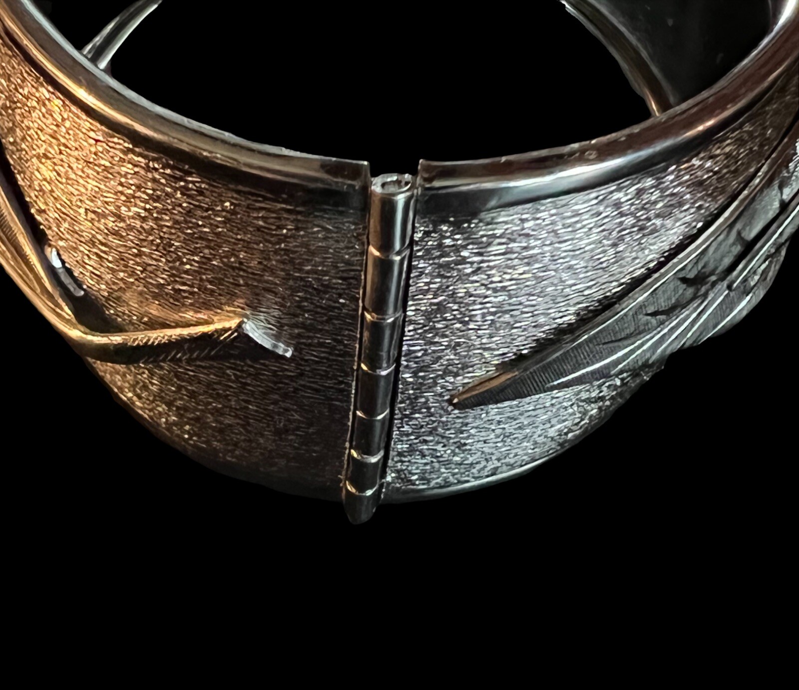 Whiting and Davis Silver Tone Leaves Bracelet Wide Cu… - Gem