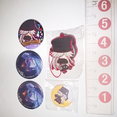 A74139 Kuroshitsuji Black Butler / Rubber strap , Can badge Undertaker ...
