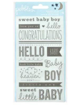 Pebbles SWEET BABY BOY Watermark Rub Ons Phrases American Crafts | eBay