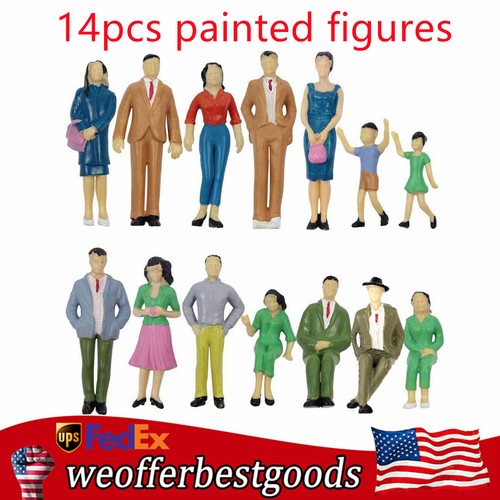 14pc Model Trains 1:25 Miniature Painted Figures G Scale People ...