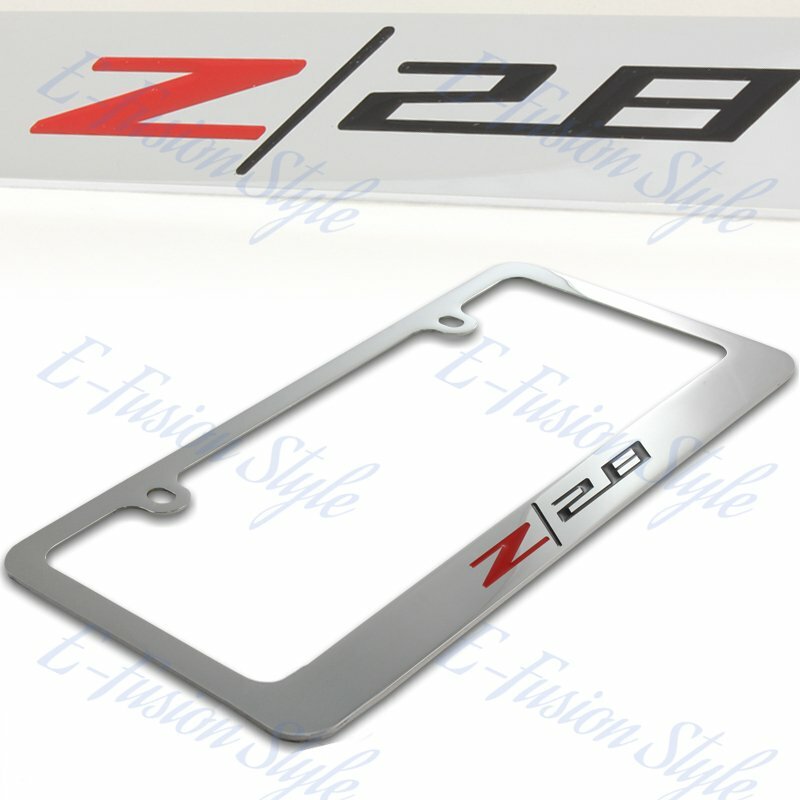 Chevrolet Z28 Chrome Plated Brass License Plate Frame with Black Caps ...