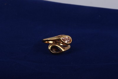 FAS GOLD OVER STERLING BEIGE/ BROWN CRYSTALS WRAP AROUND RING SIZE 8 ...