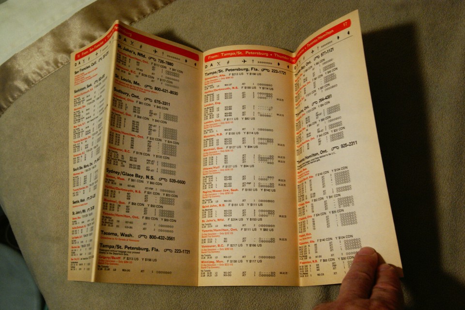 Air Canada Timetable - Oct 29, 1972 | eBay