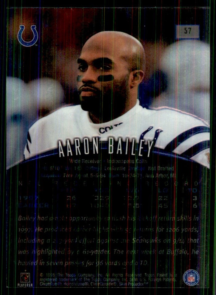1998 Finest Aaron Bailey Indianapolis Colts #57 | eBay