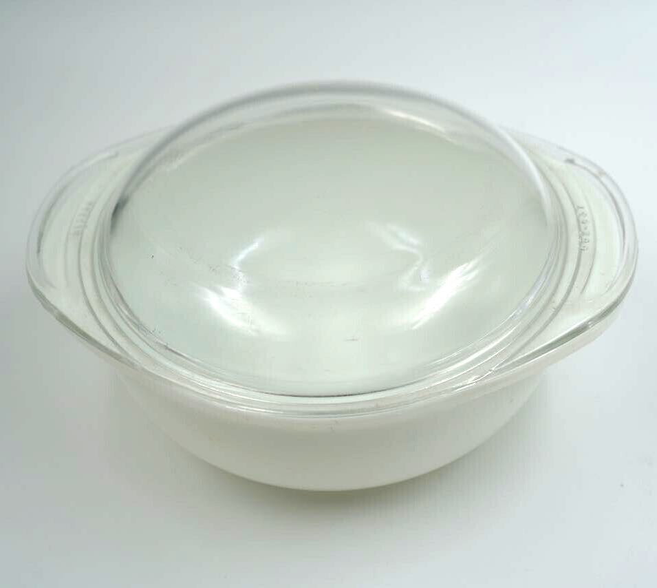 Vintage Pyrex Opal White Ovenware 022 Casserole Bowl and Clear Glass ...