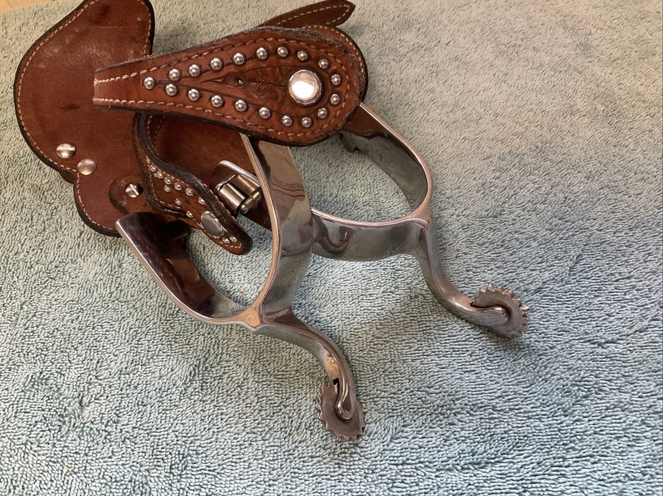 Vintage Tooled Leather Spurs Full Set NICE | eBay
