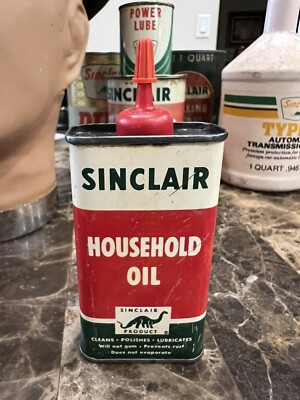 Sinclair Household Oil Bottle Can Original Antique w/ red Plastic Top ...