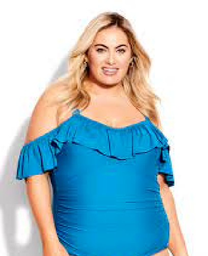 Plus Size Ruffle Teal V-Neck 1 Piece Swimsuit - Avenue - Size 32 Jungle ...