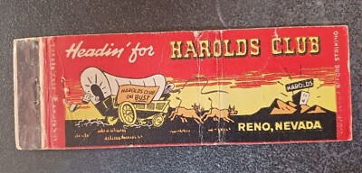 vtg Headin For HAROLDS CLUB RENO NEVADA NV stagecoach MATCHBOOK ...