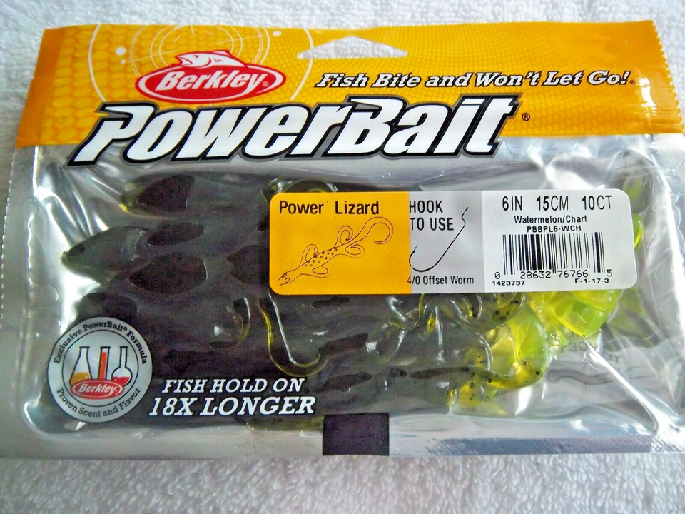 (LOT OF 2)-BERKLEY POWERBAIT POWER LIZARDS 6" PBBPL6-WCH WATERMELON ...
