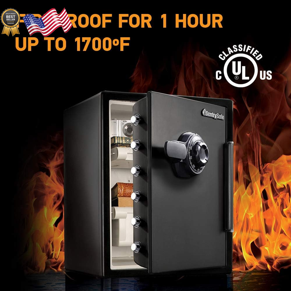 SentrySafe Black Fireproof Waterproof Floor Safe with Dial Combination ...