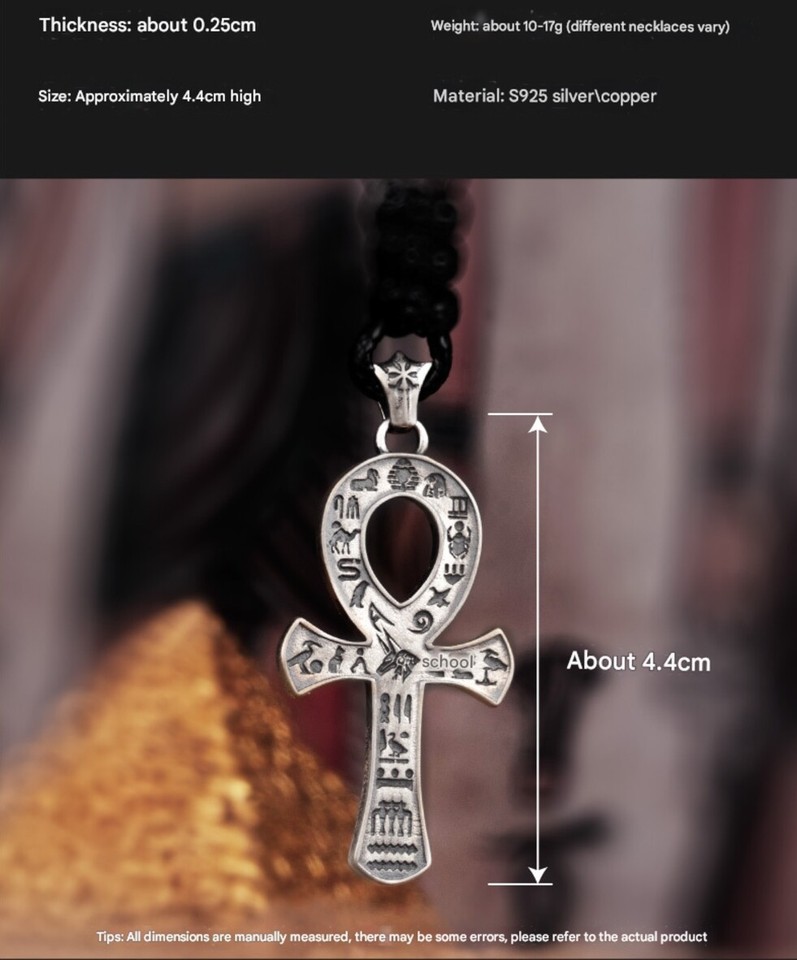 Vintage Egyptian Anubis Key of Life Ankh Cross Pendant Necklace Copper Silver | eBay