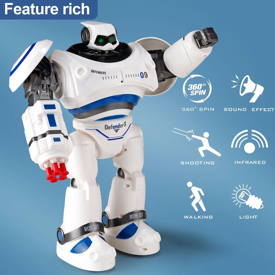 Programmable RC Smart Robot Gesture Sensing Toy Shooting Lights Sounds ...