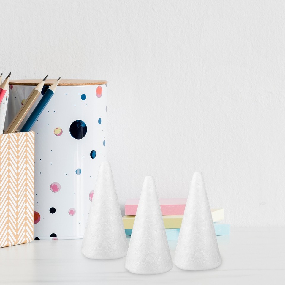 12pcs Handmade White Solid Cone Children DIY Craft Cone Accessories ...