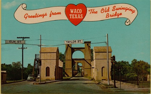 Old Swinging Bridge Street View Greetings From Waco TX Postcard B41 | eBay
