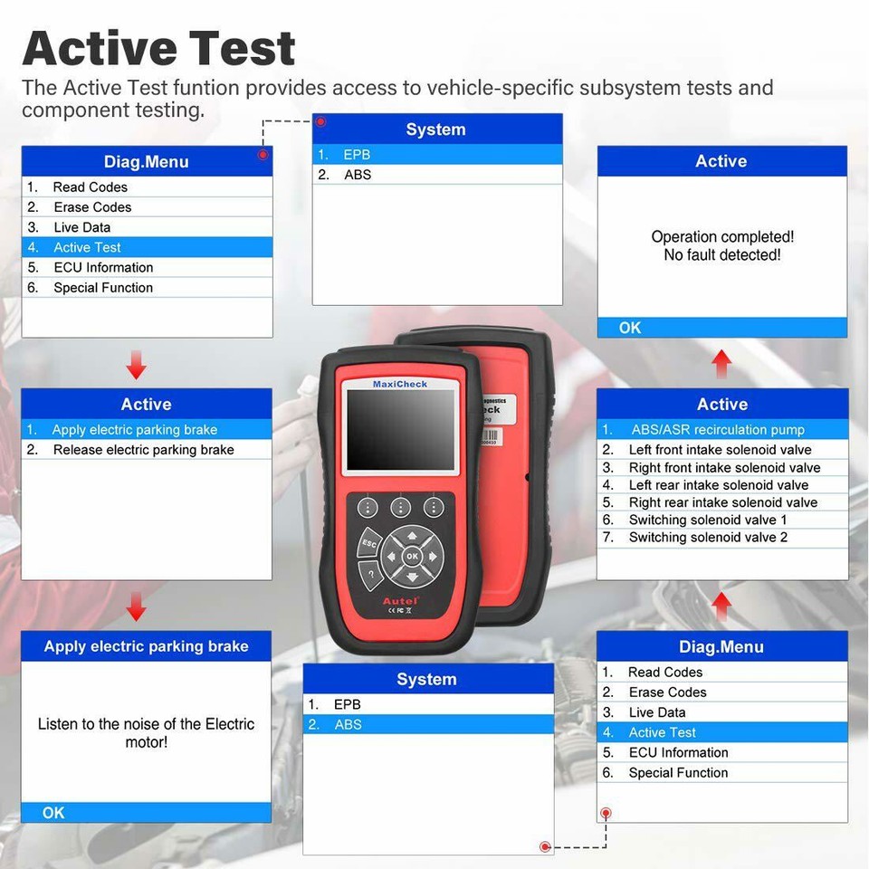 Autel MaxiCheck Pro Auto Bleed Tool for ABS Brake Bleeding, SRS, BMS ...