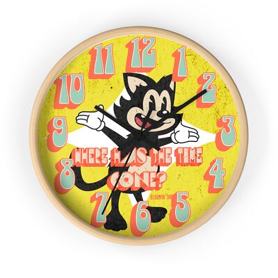 Retro 60s Wall Clock Retro Cat Black Wall clock Vintage 60s Clock Retro ...