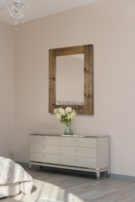 The Farmhouse Extra Large Dark Wooden Framed Mirror - 47" X 35" 122 x ...