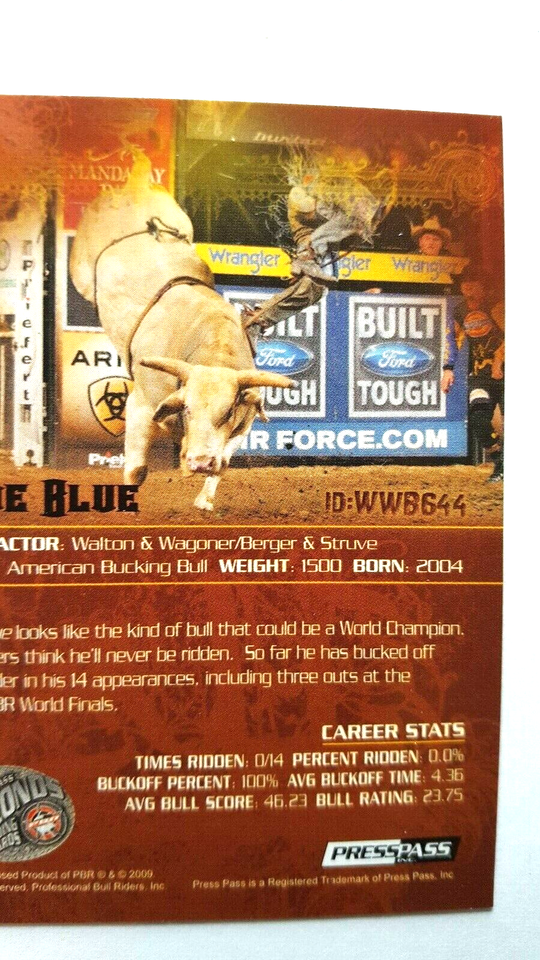 CODE BLUE #55 PRESS PASS PBR 8 SECONDS PRO BULL RIDING CARD WALTON ...