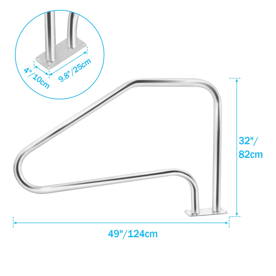 304 Stainless Steel Swimming Pool Hand Rail Inground Pool Stair Grab ...