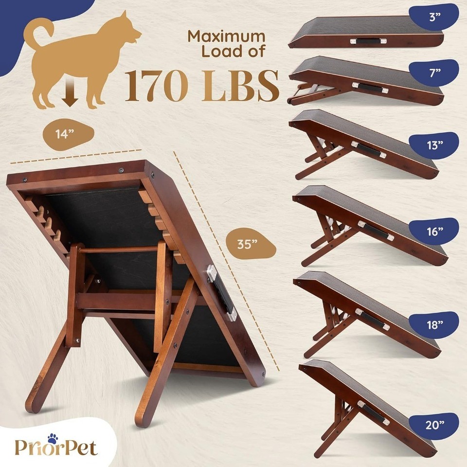 Dog ramp for Couch PRIORPET Birchwood Dog ramp Adjustable 7" to 20 ...