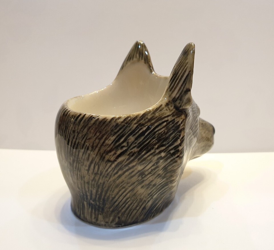 Wolf Head Figurine Vase Pot Ceramic Succulent Egg Cup Animal Flower ...